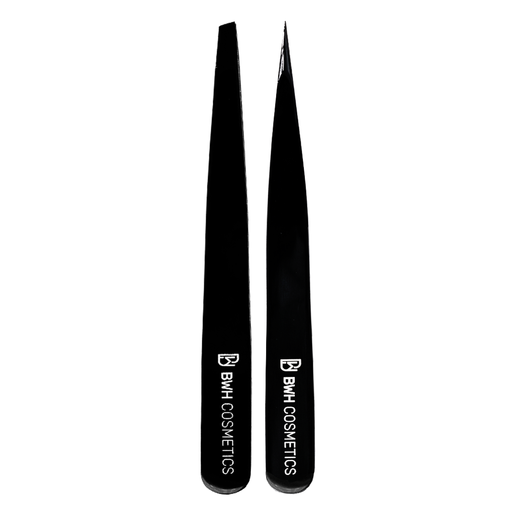 Midnight Chrome - Browaholic Slanted and Pointy Tweezer set w/ Pouch ...
